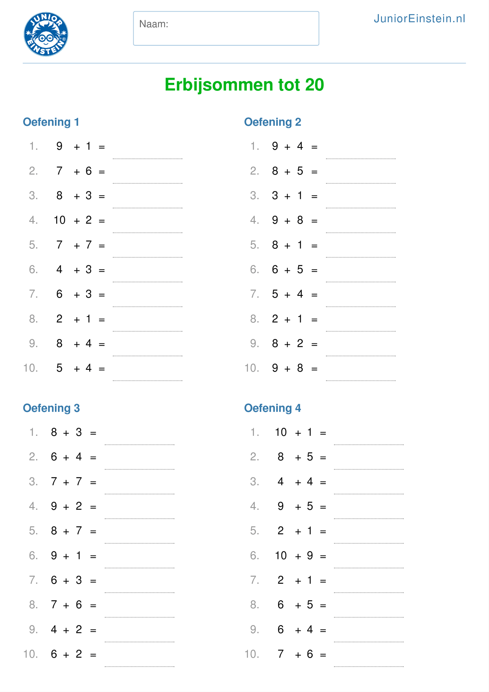 Gratis werkbladen voor rekenen groep 3 downloaden in pdf om te printen ...